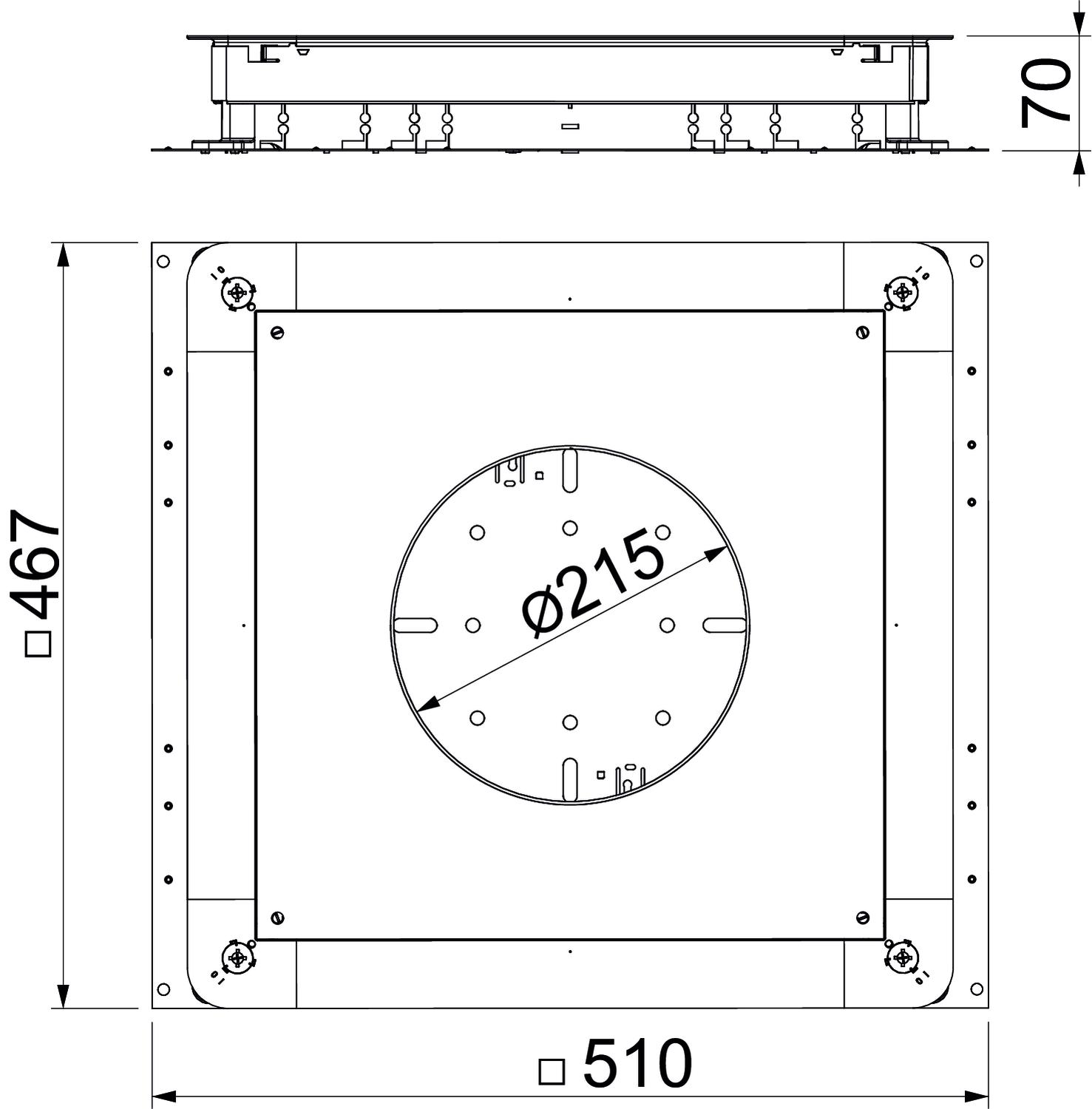 UGD350-3 GESR 4 voor ronde inbouweenheden, voor dekvloerhoogte 70-125 mm 70 | 125 | 28 | 48 ...